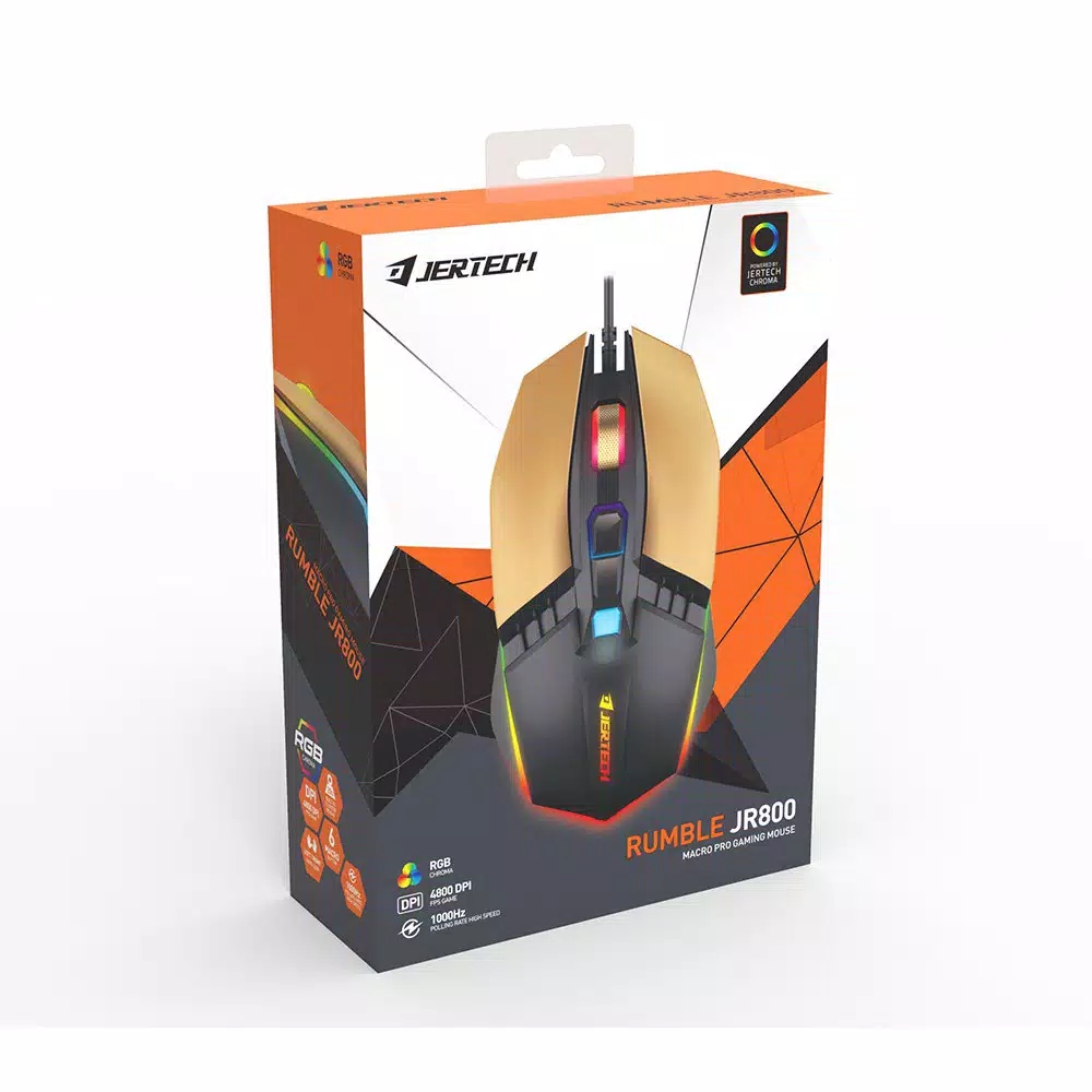 Игровая мышь JERTECH RUMBLE JR800 — 2400 DPI, 6 кнопок, RGB подсветка ...